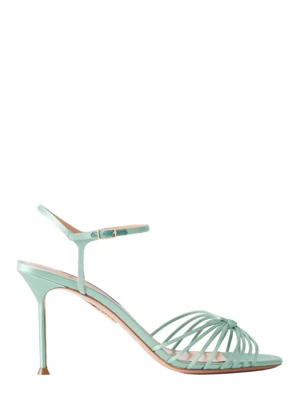 AQUAZZURA Serenity 85 Knotted Satin Sandals - Green