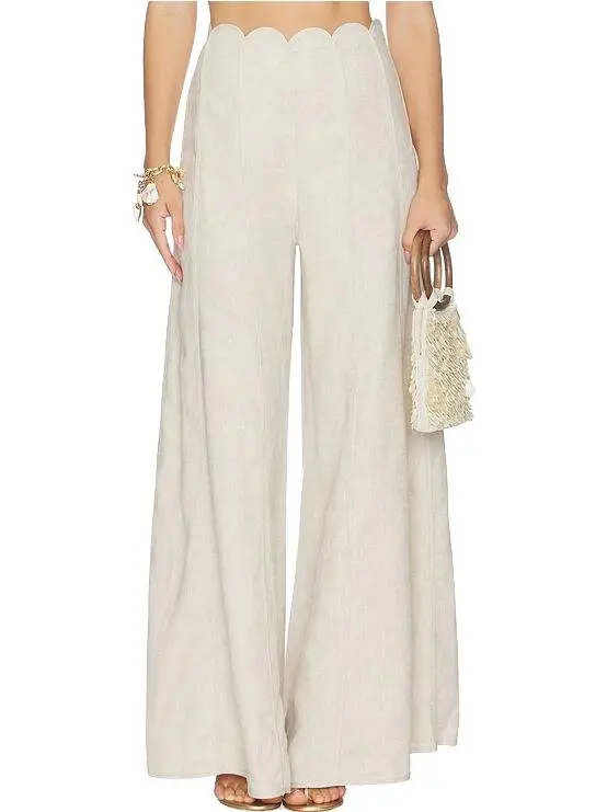 Azulu Sariah Wide-leg Linen Pants - Beige