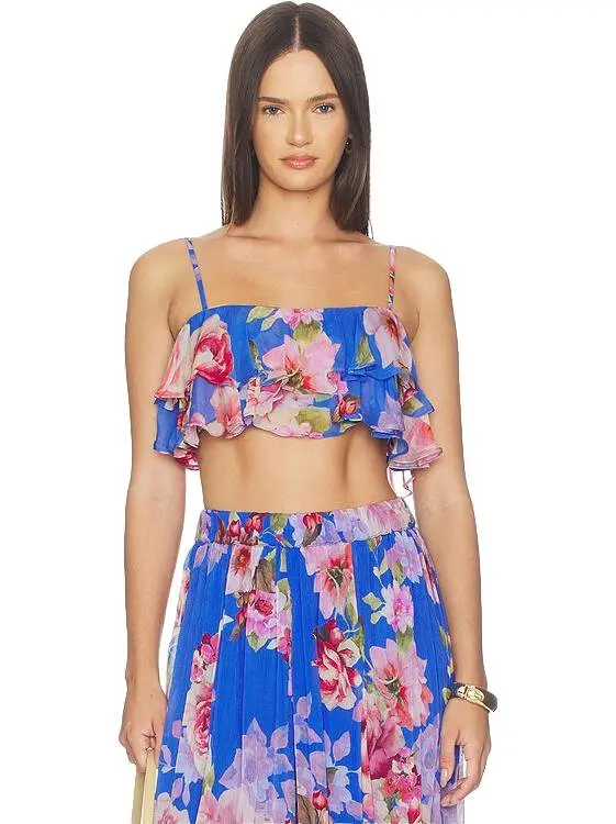 Hemant & Nandita Ruffle Chiffon Top - Blue