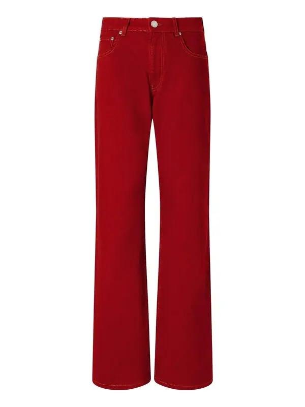 AMI Paris Mid-rise Wide-leg Jeans - Red