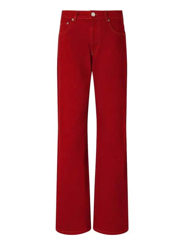 AMI Paris Mid-rise Wide-leg Jeans - Red