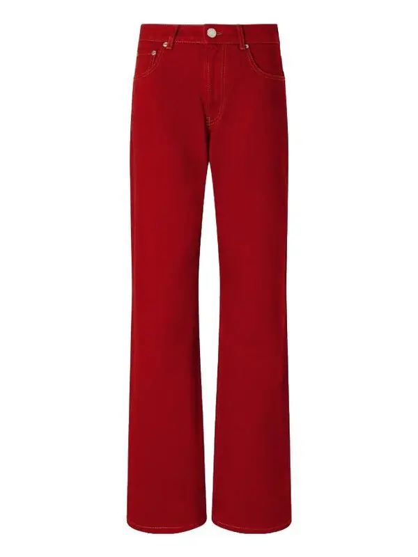 AMI Paris Mid-rise Wide-leg Jeans - Red
