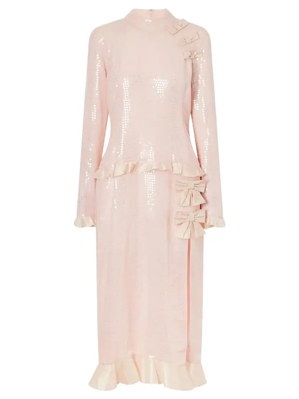 Alessandra Rich Sequined Silk Georgette Midi Dress - Pink