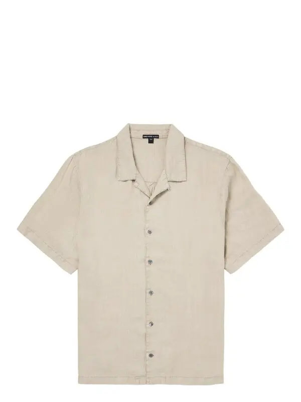 JAMES PERSE Convertible-collar Linen Shirt - Neutrals