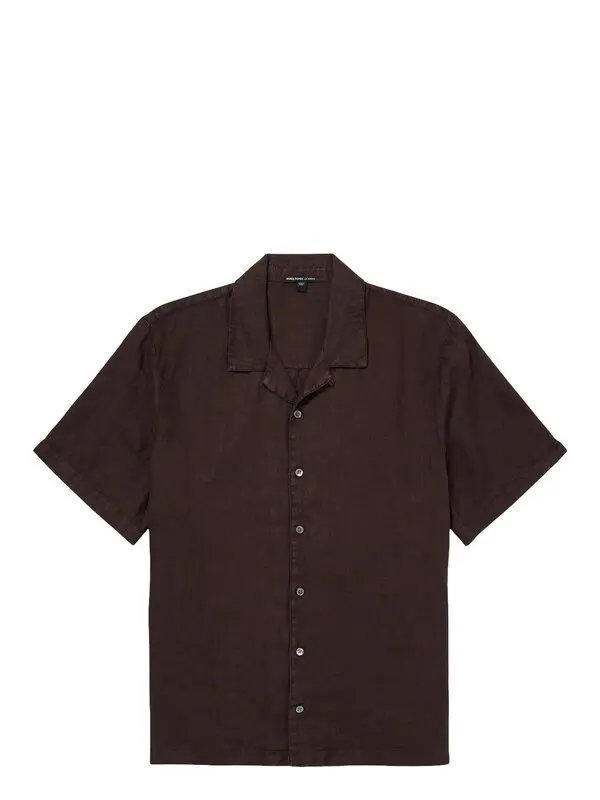 JAMES PERSE Convertible-collar Linen Shirt - Brown