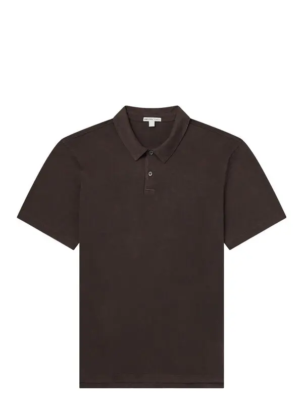 JAMES PERSE Supima Cotton-jersey Polo Shirt - Brown