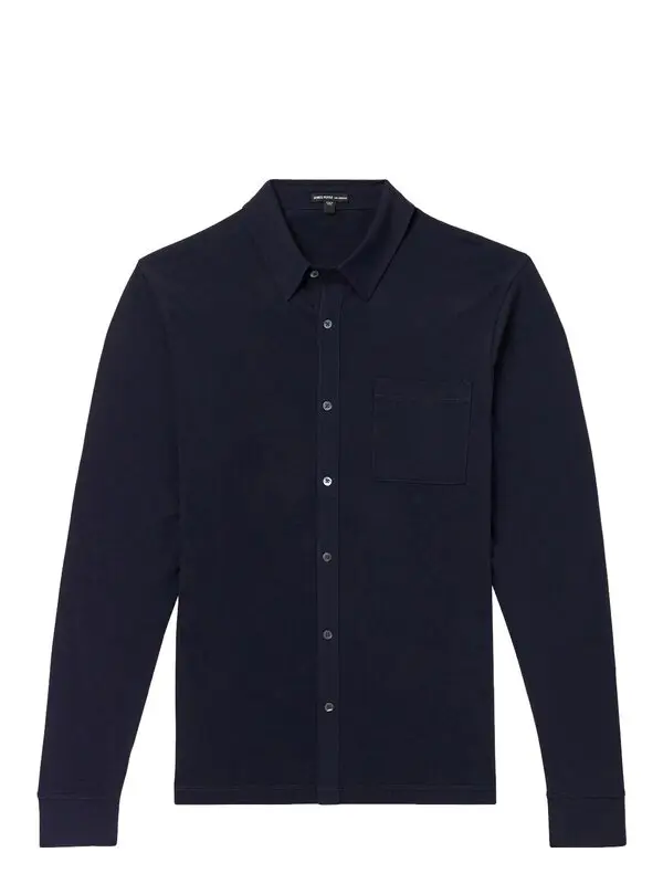 JAMES PERSE Clean Finish Slim-fit Cotton-jersey Shirt - Blue