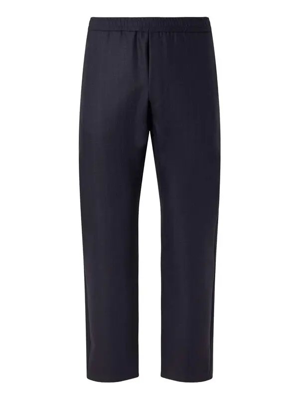 Barena Venezia Straight-leg Herringbone Virgin Wool Trousers - Navy