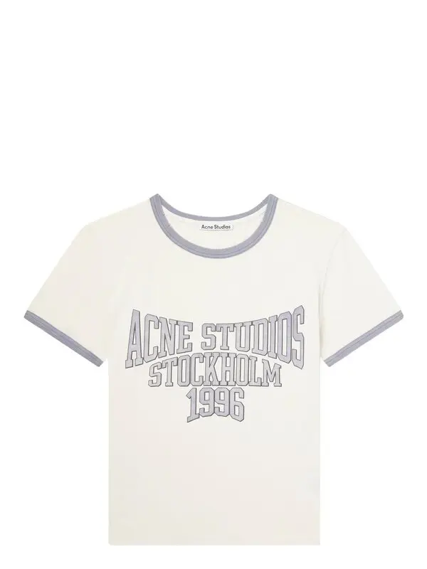 Acne Studios Logo-print Cotton-jersey T-shirt - Neutrals