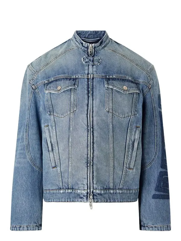 Balenciaga Denim Motorcycle Jacket - Blue