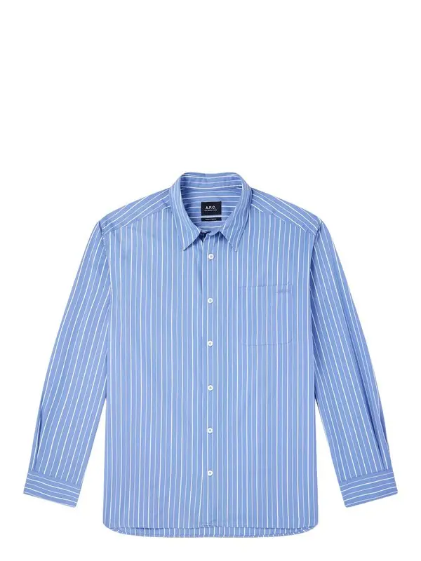 A.p.c. Malo Striped Cotton-poplin Shirt - Blue