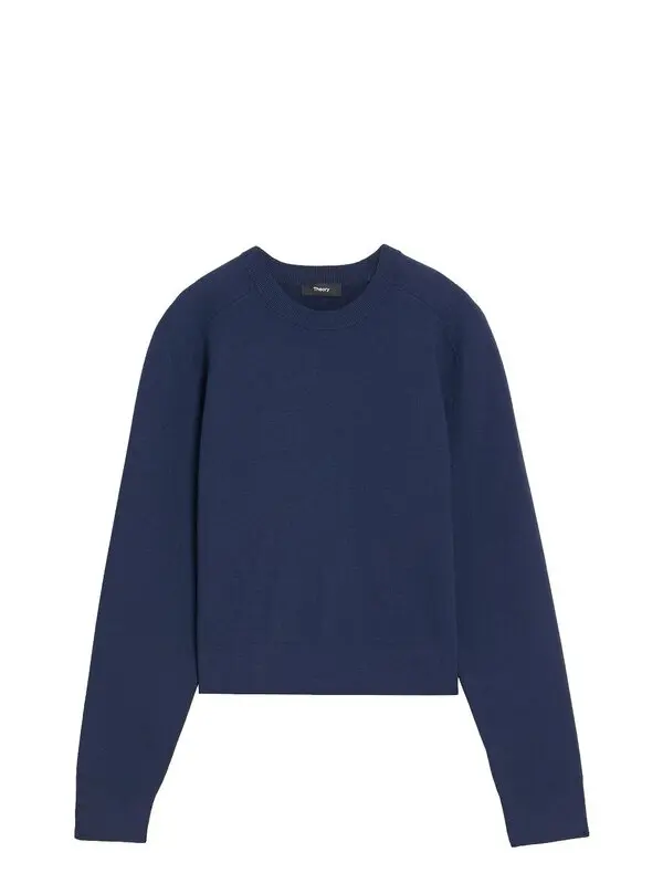 Theory Ribbed Trim Stretch Knit Top - Navy