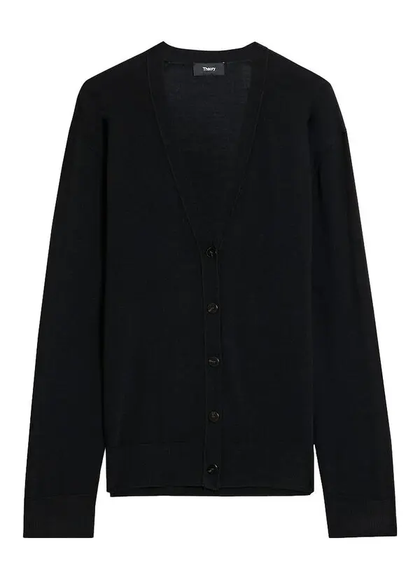 Theory Wool Cardigan With Button Fastenings - Black