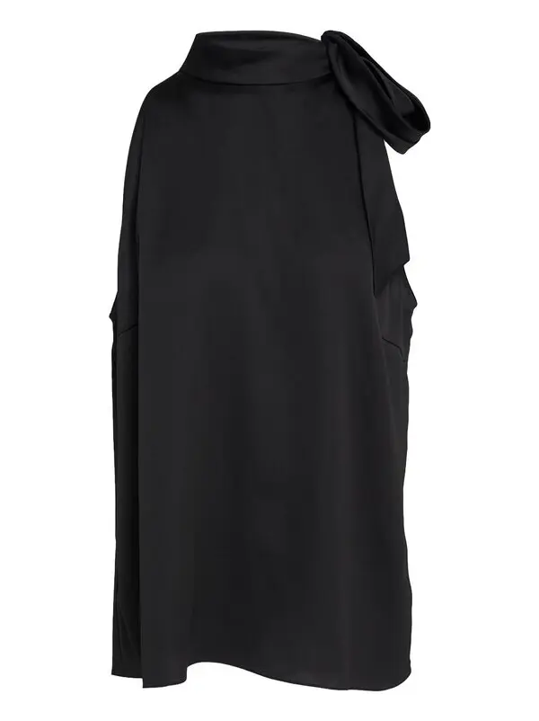 Theory Pussy-bow Crepe De Chine Top - Black