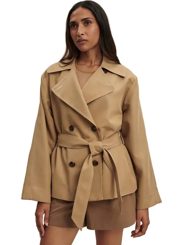 Varley Maddox Short Trench Coat - Light Tan