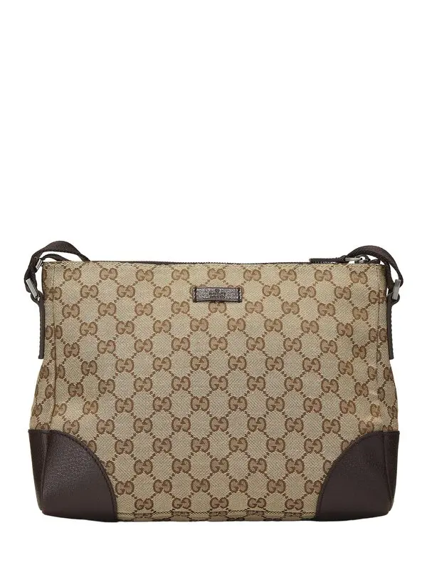 Gucci Gg Monogram Canvas Messenger Bag - Brown