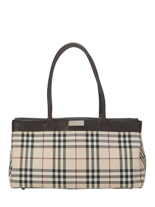 Burberry Nylon Check Handbag - Brown