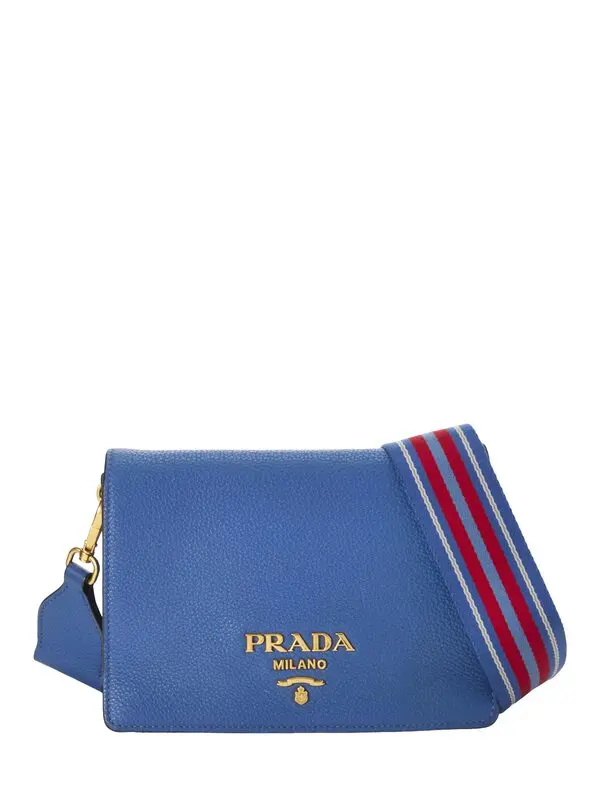 Prada Vitello Daino Dual Strap Handbag - Blue