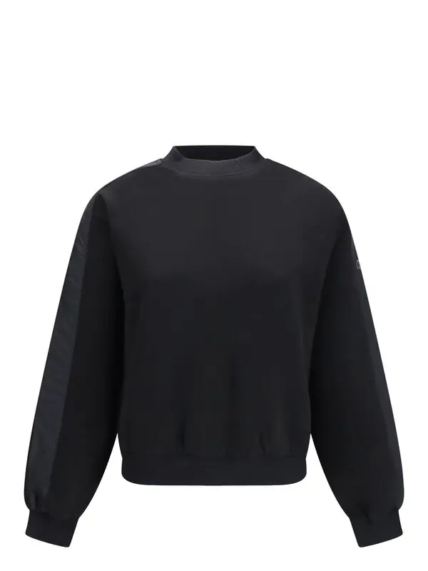 Moose Knuckles Mix Media Crewneck Sweater With Metallic Logo Detail - Black