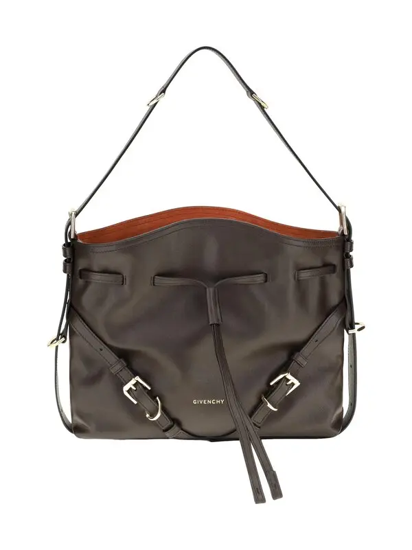 Givenchy Small Voyou Bucket Handbag In Glossy Leather - Brown