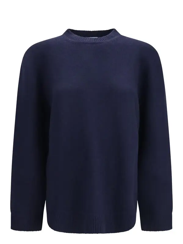 Prada Crewneck Sweater With Suede Elbow Patches - Blue