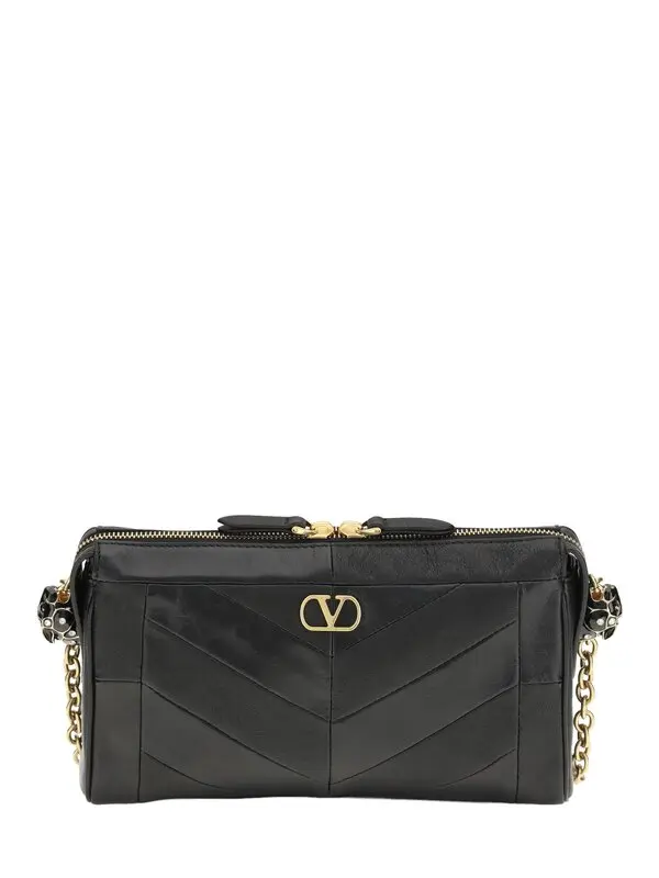 Valentino Garavani Panthea Small Chevron Shoulder Bag - Black