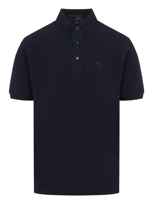 Etro Roma Printed Detail Polo - Blue