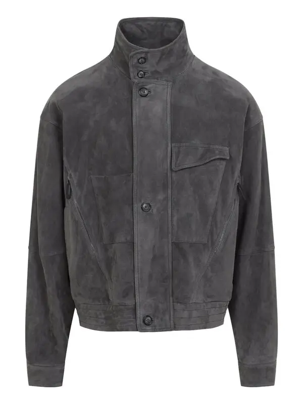 Giorgio Armani Suede Leather Blouson Jacket - Gray