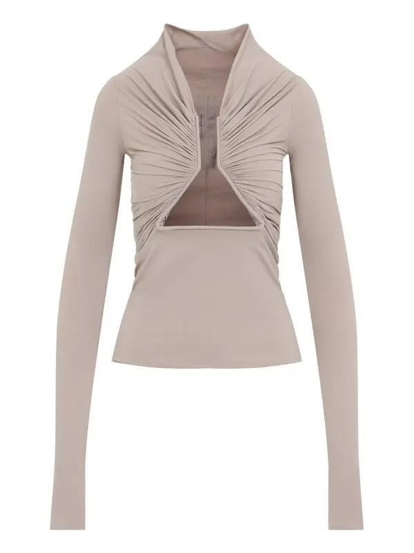 Rick Owens Long Sleeve Jersey Top With Geometric Cut-out - Multicolor