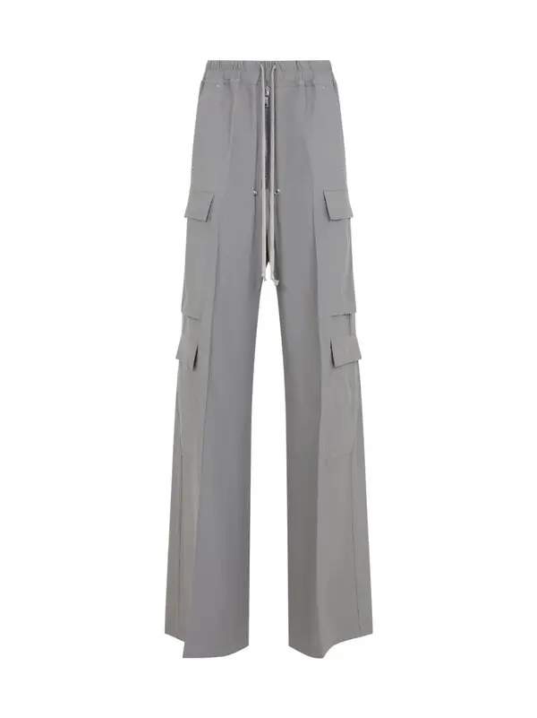 Rick Owens Wide-leg Cargo Pants With Silver-tone Eyelets - Gray
