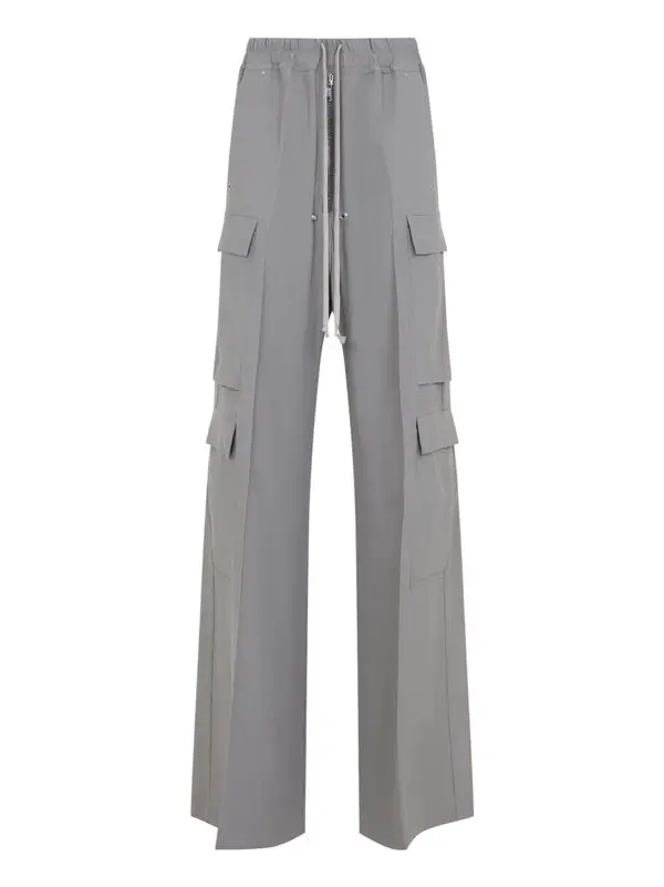 Rick Owens Wide-leg Cargo Pants With Silver-tone Eyelets - Gray