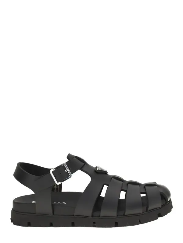 Prada Rubber Cage Sandals - Black