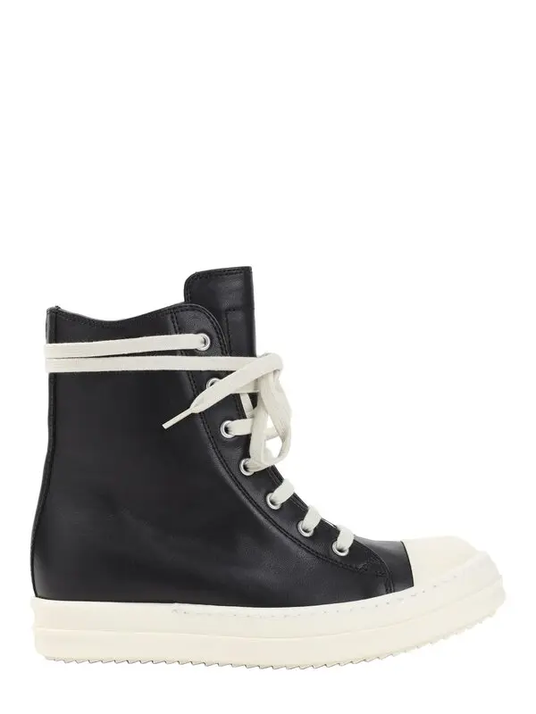 Rick Owens High-top Sneakers With Zip Closure And Contrast Cap Toe - Black