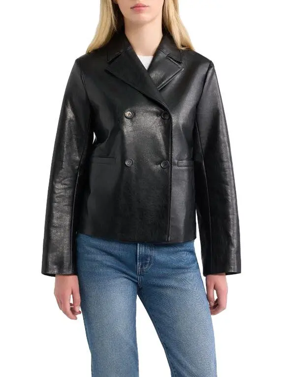 Rag & Bone Finley Faux Leather Double-breasted Coat - Black