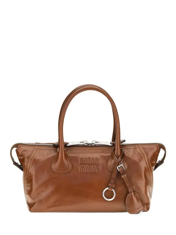 Miu Miu Glossy Leather Handbag - Brown