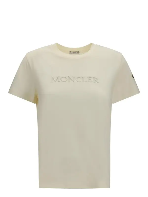 Moncler Cotton T-shirt With Tone-on-tone Embroidered Logo - Multicolor