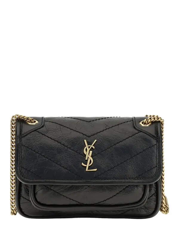 Saint Laurent Mini Niki Quilted Leather Shoulder Bag - Black
