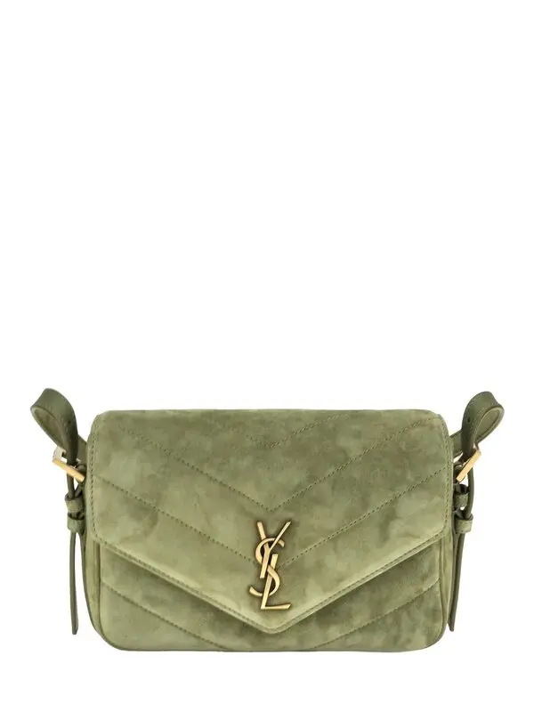 Saint Laurent Small Loulou Matelassé Suede Shoulder Bag - Green