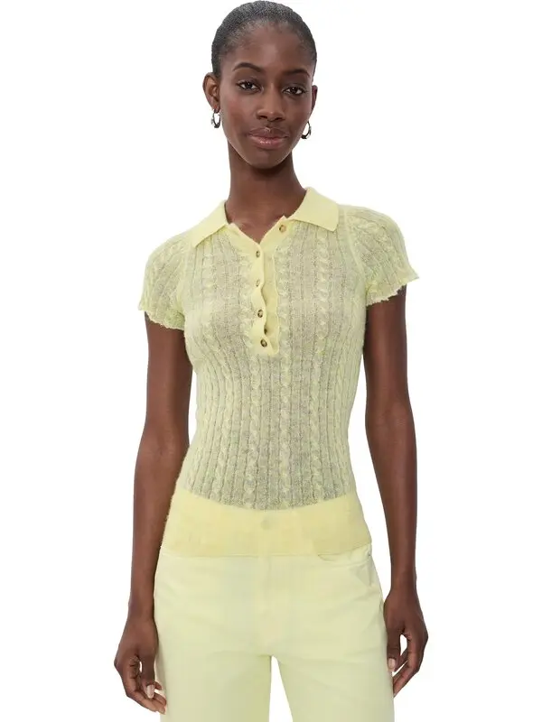 HAIKURE Laurie Knit Polo Top - Lime
