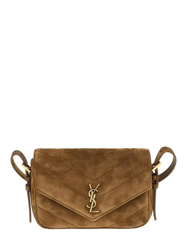 Saint Laurent Small Loulou Matelassé Suede Shoulder Bag - Brown