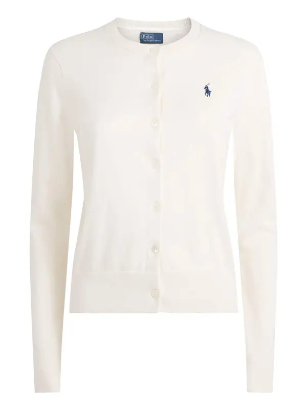 Polo Ralph Lauren Pima Cotton Cardigan With Embroidered Polo Pony - Ivory