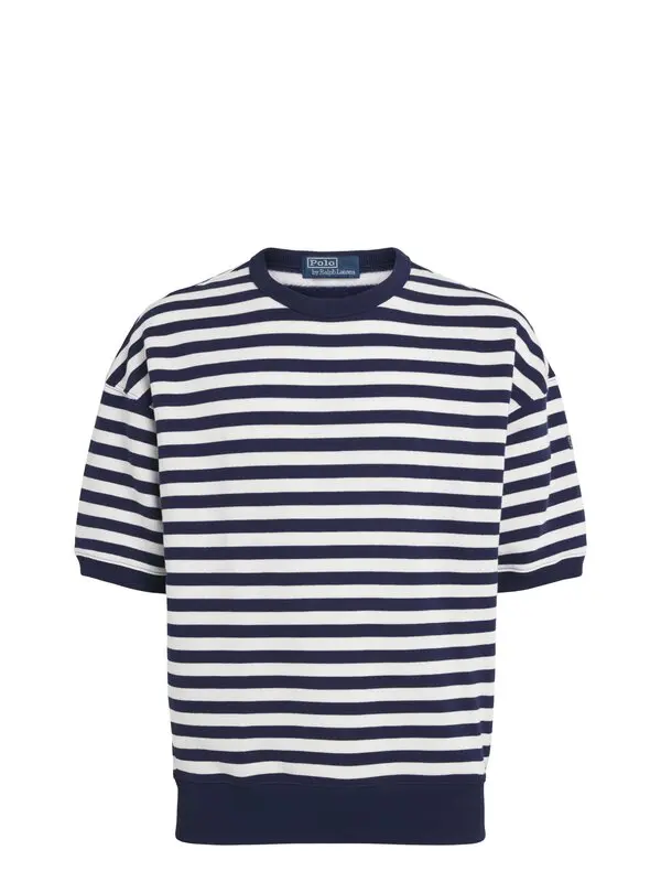 Polo Ralph Lauren Short Sleeve Striped Fleece Sweater - Navy