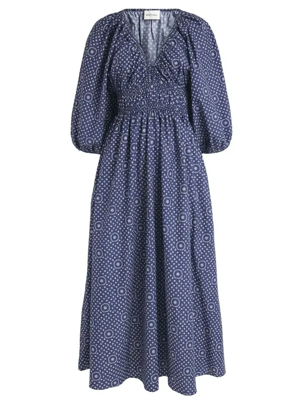 Matteau Organic Cotton Paisley Maxi Dress - Navy