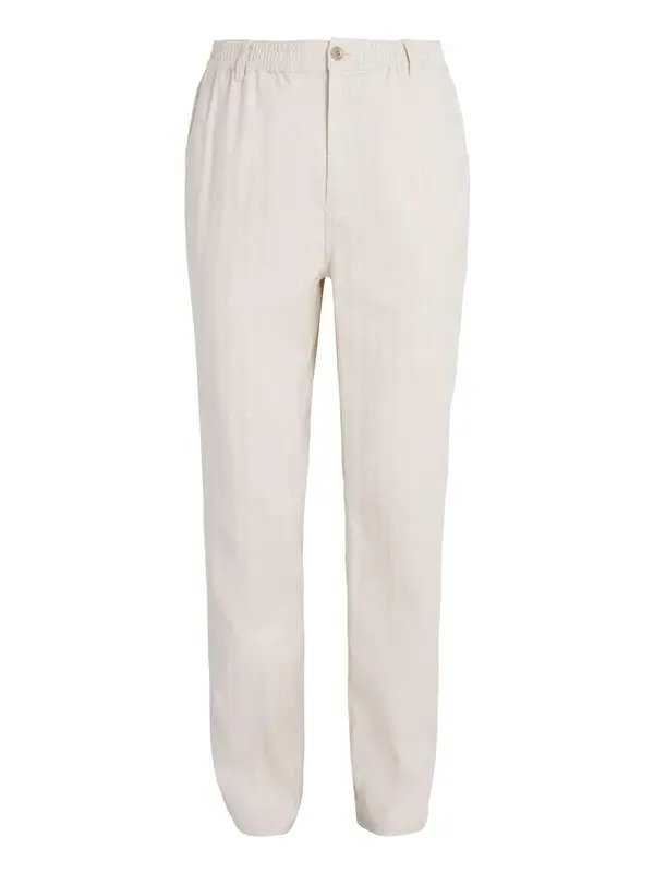 Paige Eberton Chevron Stretch Cotton Linen Trousers - White