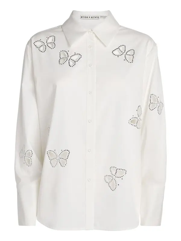Alice + Olivia Embellished Finely Shirt - White