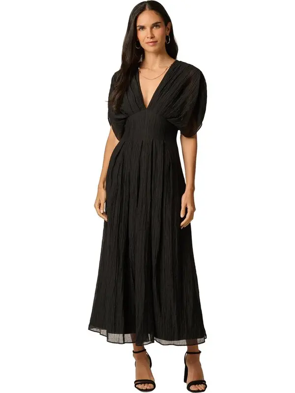 Adrianna Papell Dolman Sleeve Crinkle Organdy Dress - Black