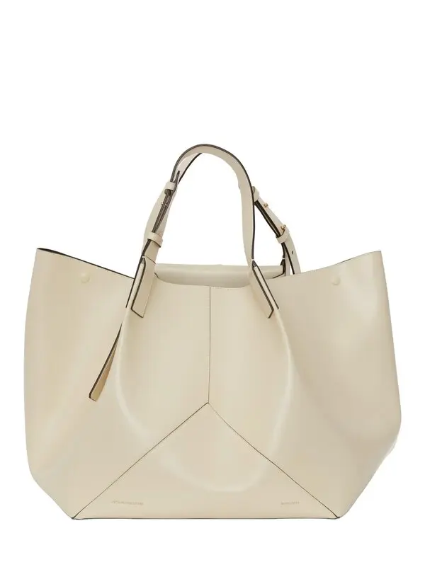 Victoria Beckham W11 Medium Tote Bag In Leather - Ivory