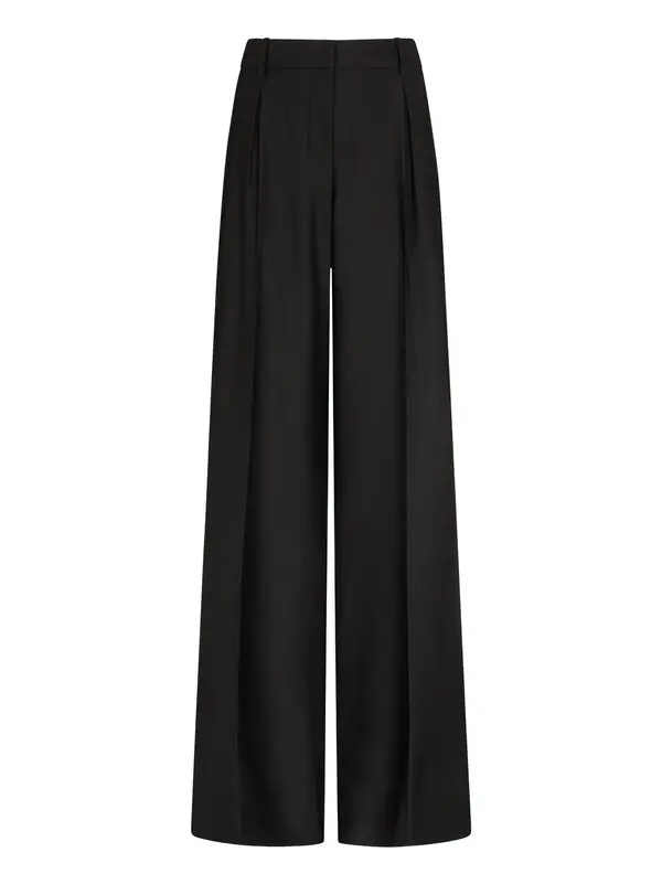 Serena Bute Wool Inverted Pleat Trousers - Black