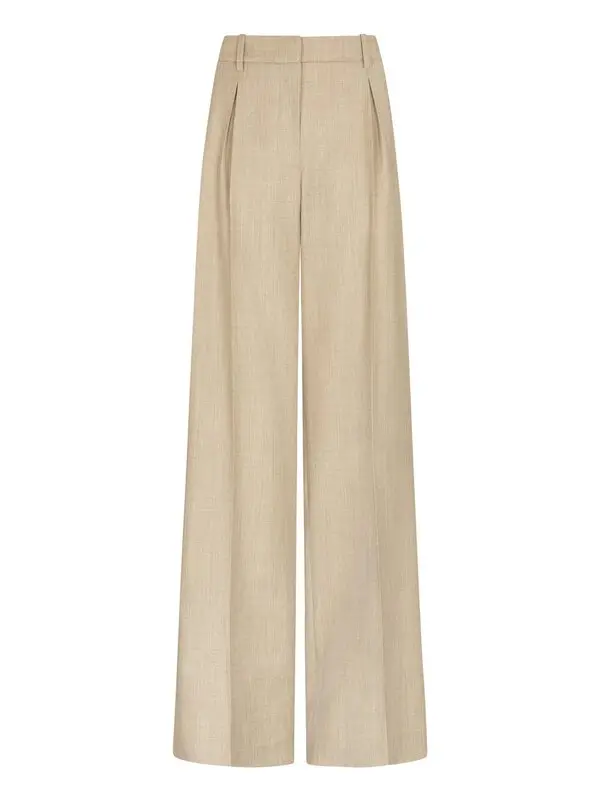 Serena Bute Wool Cashmere Inverted Pleat Trousers - Ecru
