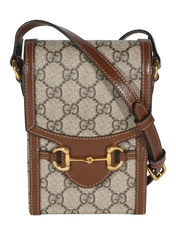 Gucci Beige Gg Supreme Monogram Horsebit 1955 Crossbody Bag - Brown